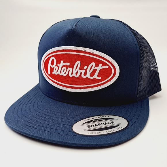 thepatriotspride.com | Accessories | Peterbilt Embroidered Patch Flat Bill Mesh Snapback Trucker ...